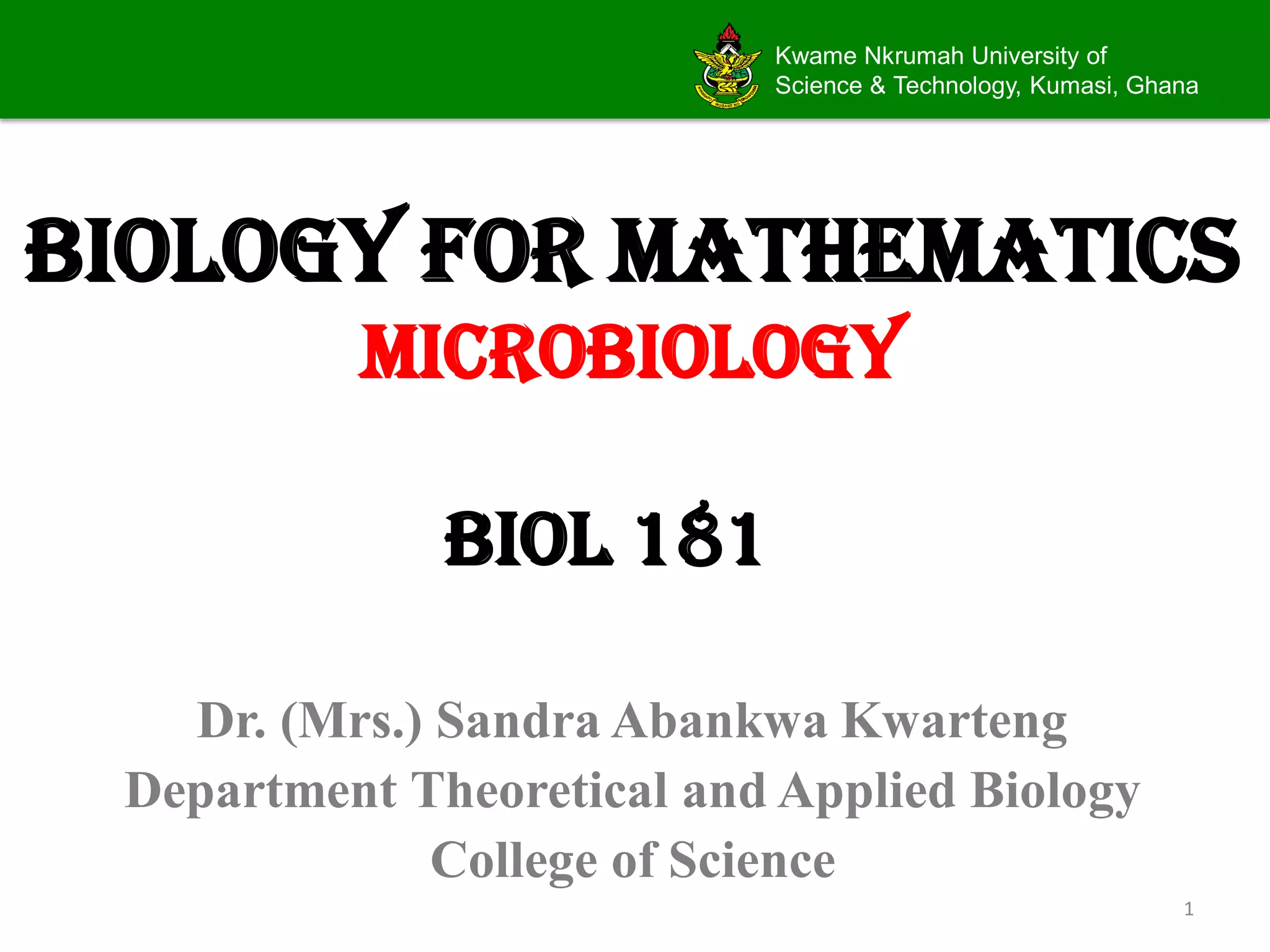 Biology for mathematics microbiology and epidemiology biol 181_22022021 ...