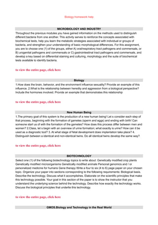 Biology homework help | ODT