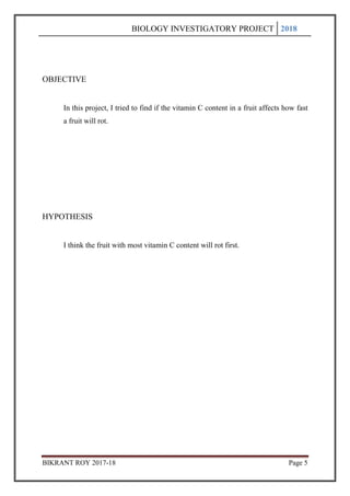 Biology Investigatory Project Class 11 and 12 | PDF