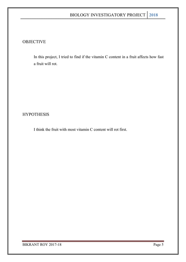 Biology Investigatory Project Class 11 and 12 | PDF