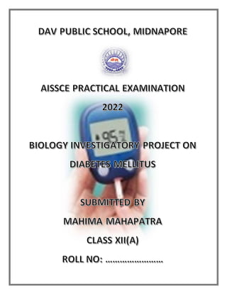 Biology investigatory project on diabetes | DOCX