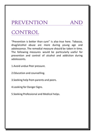 Biology investigatory project xii on Drug Addiction | DOCX