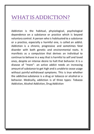 Biology investigatory project xii on Drug Addiction | DOCX