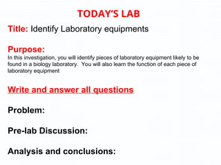 Biology Laboratory Equipment PowerPoint Presentation | PPT
