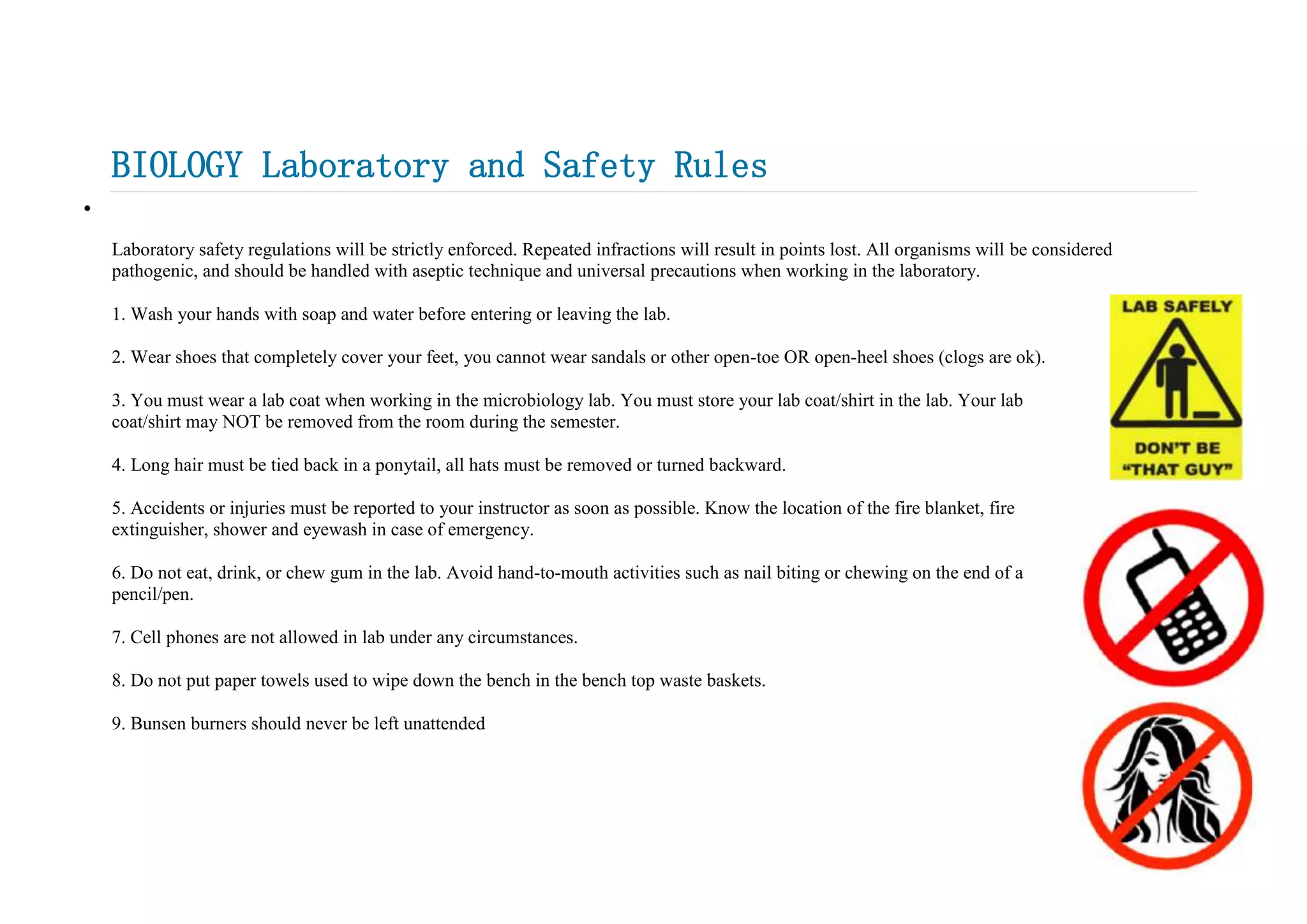 BIOLOGY Laboratory and Safety Rules.docx