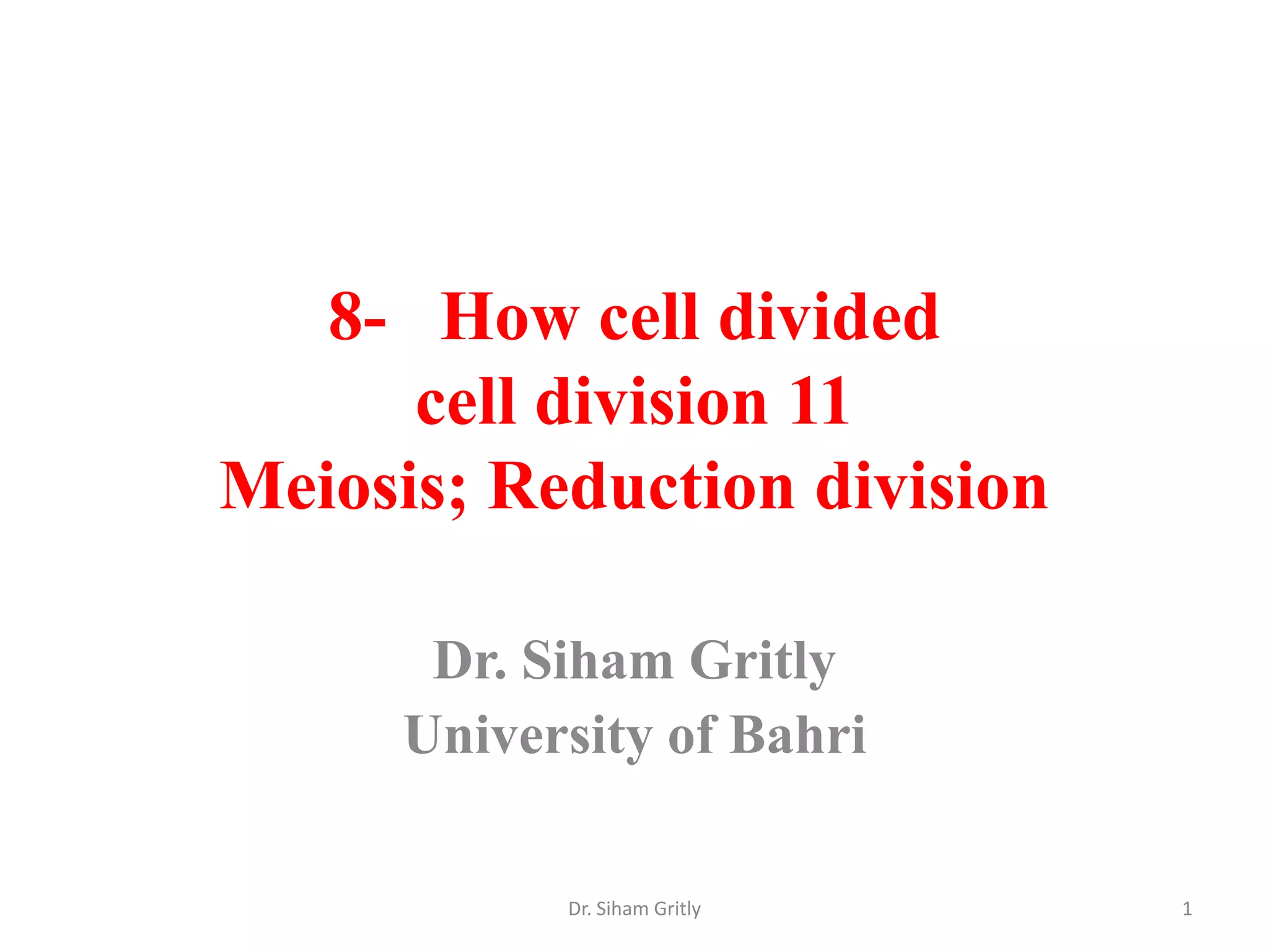 Biology lecture 7 how cell divided cell division 2 | PPT