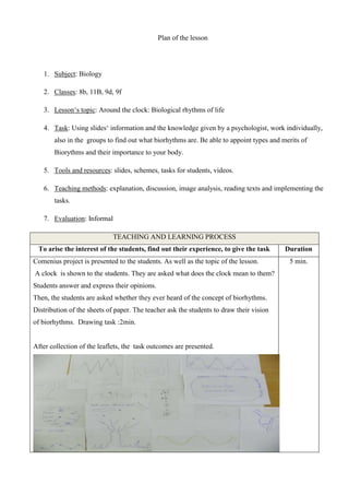 Biology lesson plan | DOCX