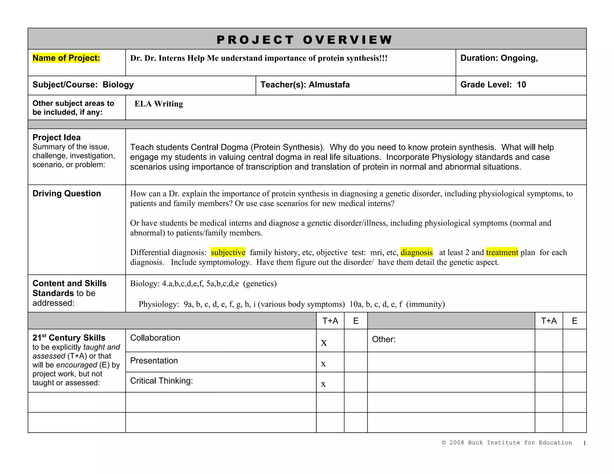 Biology lyn project planning forms_071311 | DOC