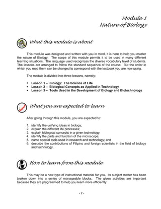 Biology m1 nature of biology | PDF
