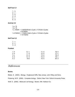 Biology m5 cellular respiration | PDF