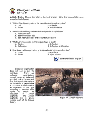 Biology m6 the levels of biological organization | PDF