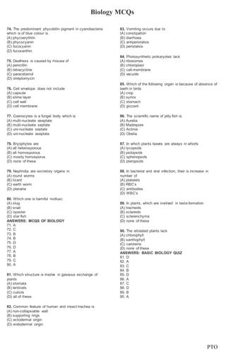Biology mc qs | PDF