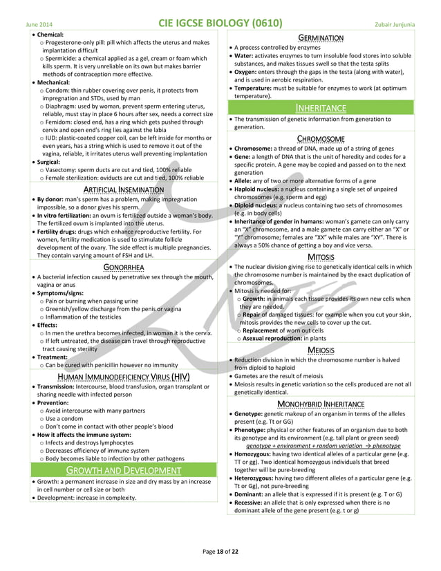 CIE IGCSE Biology complete notes | PDF