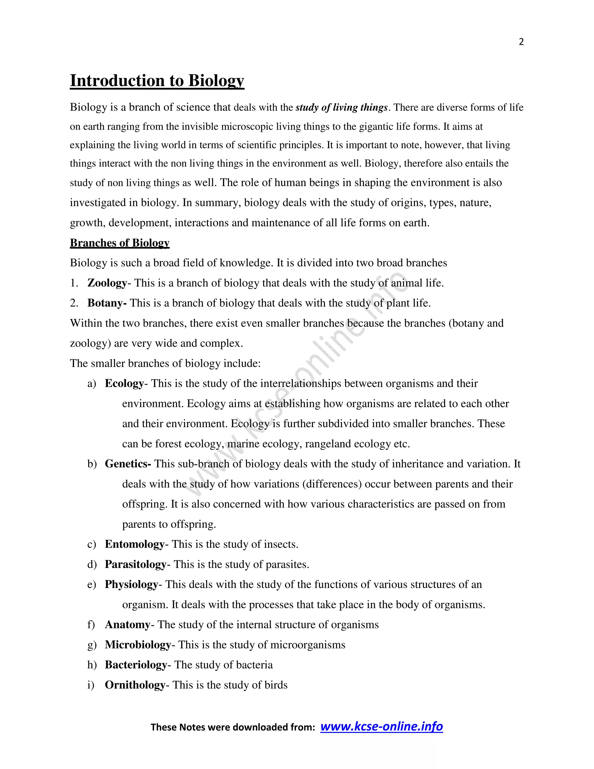 Biology notes form 1 | PDF