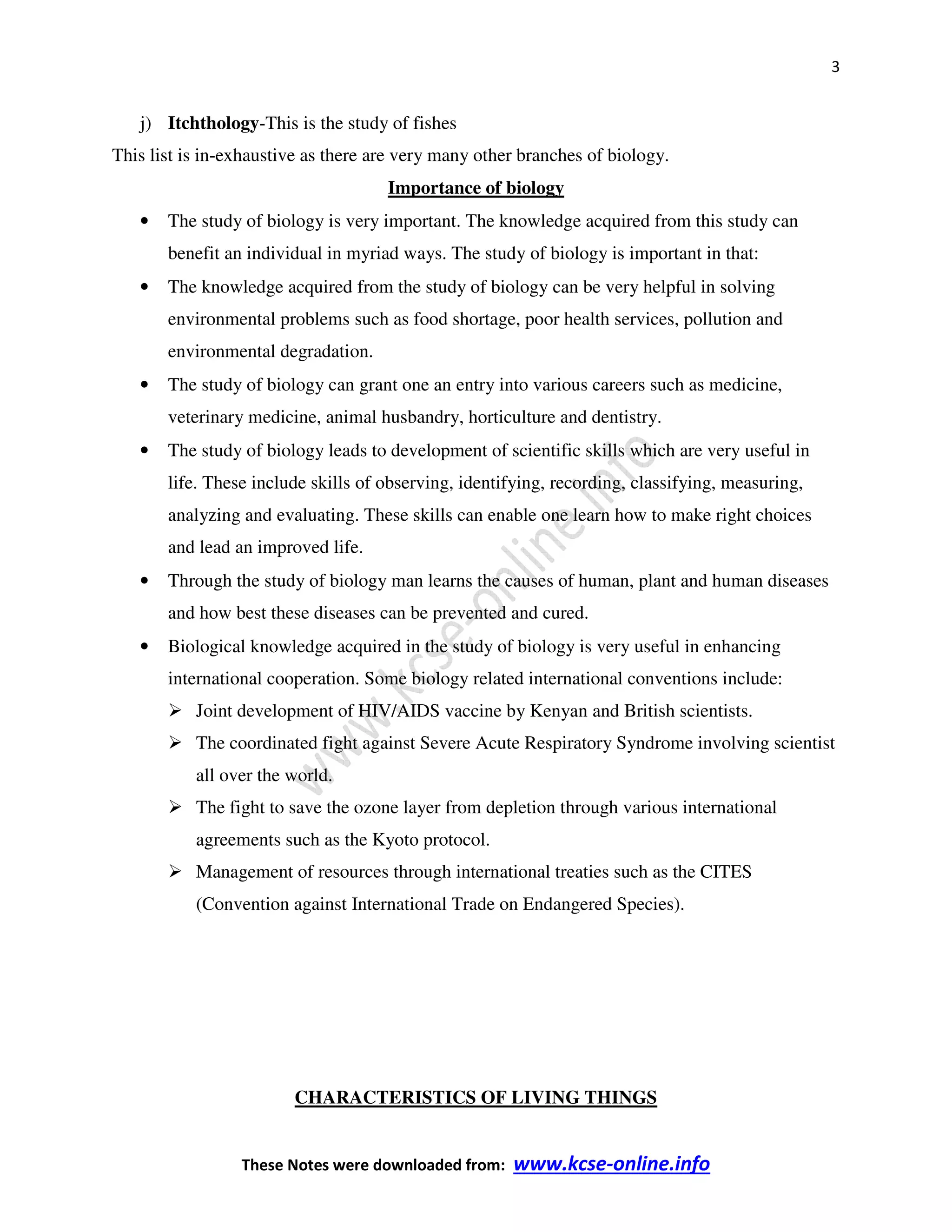 Biology notes form 1 | PDF