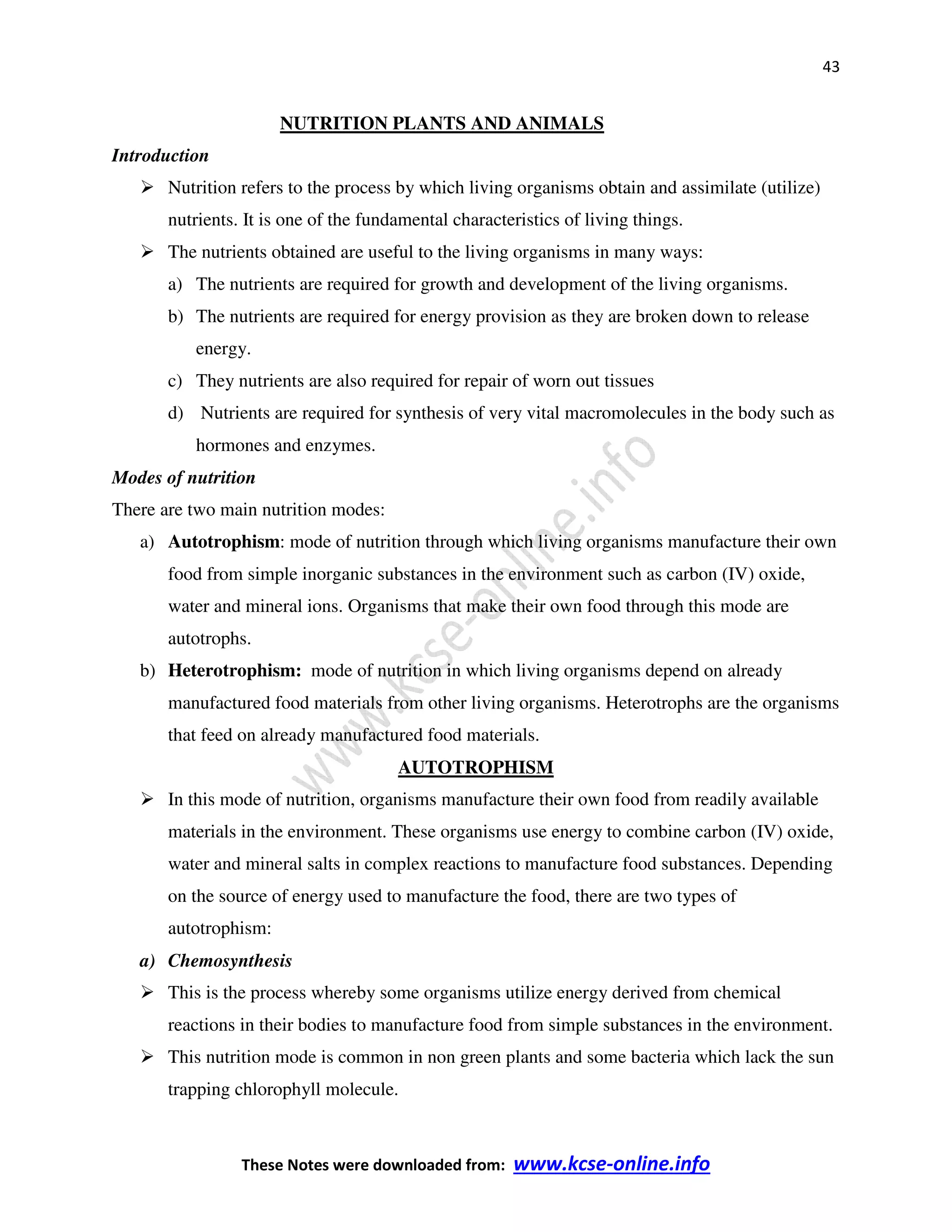 Biology notes form 1 | PDF