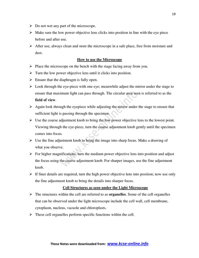 Biology notes form 1 | PDF