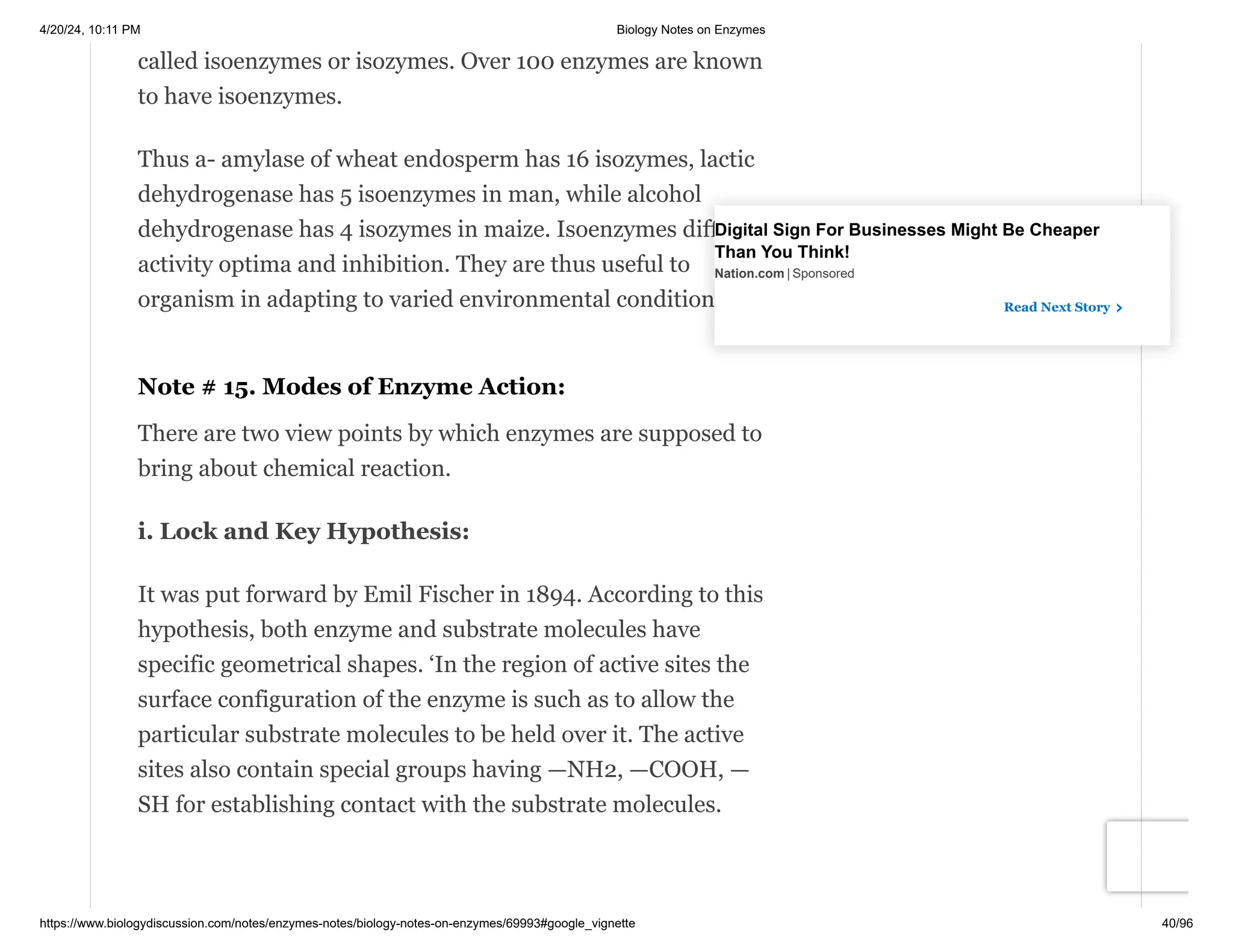 Enzymology Slides / Notes for M.Phil Chemistry | PPT