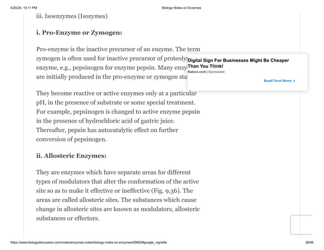 Enzymology Slides / Notes for M.Phil Chemistry | PPT