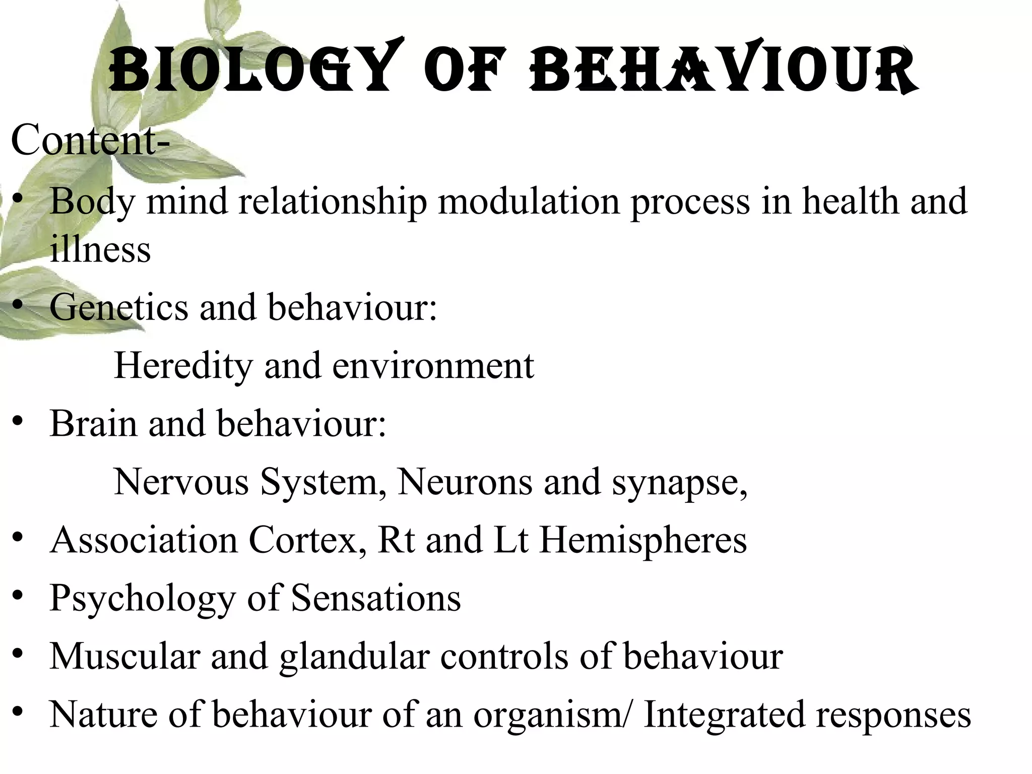 Biology of behavior | PPT