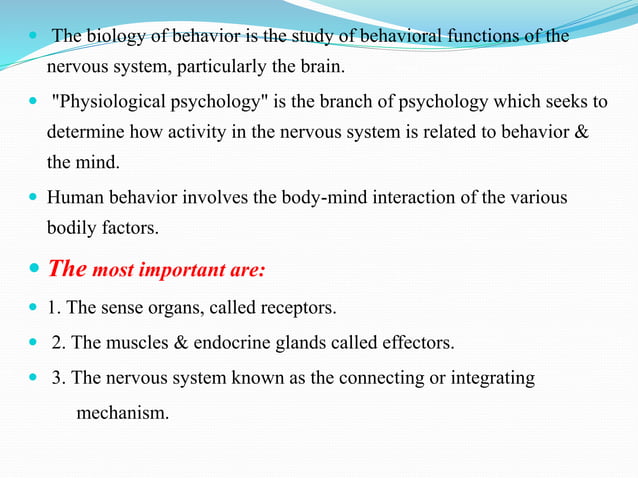 BIOLOGY OF BEHAVIOR.pptx | Brain and Nervous System Disorders ...