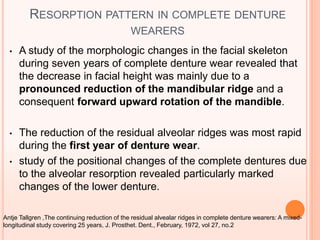 Biology of bone in complete dentures, removable partial denture ...