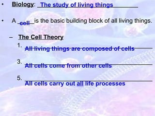 Biology of Cells notes | PPT