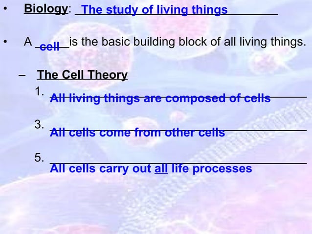 Biology of Cells notes | PPT