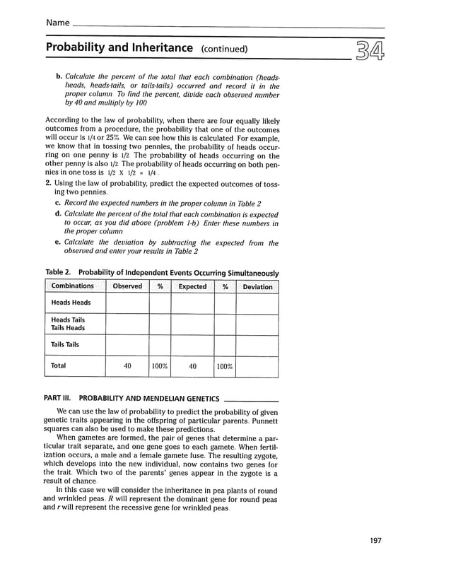 Biology probability lab | PDF | Biological Sciences | Science