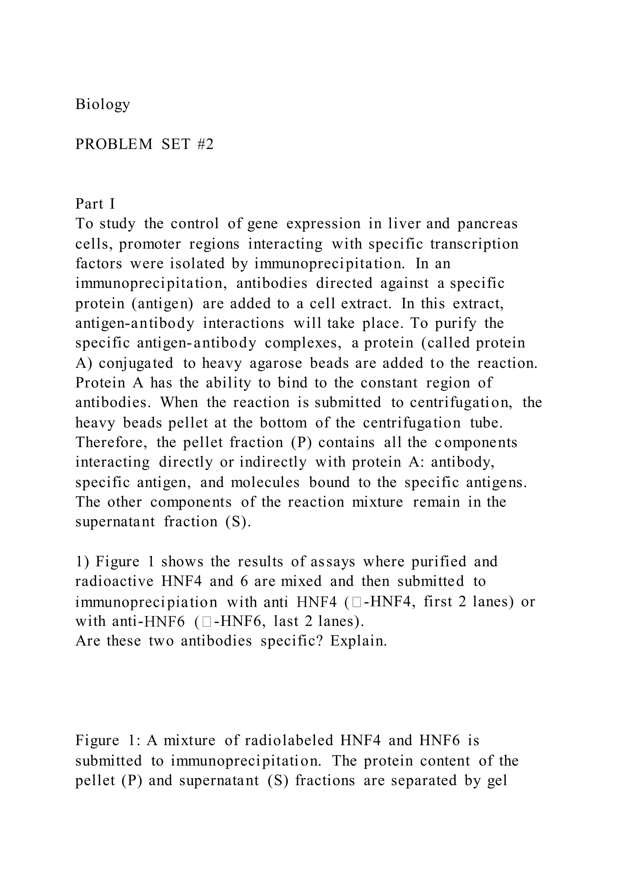 Biology problem set #2 part i to study the control of ge | DOCX