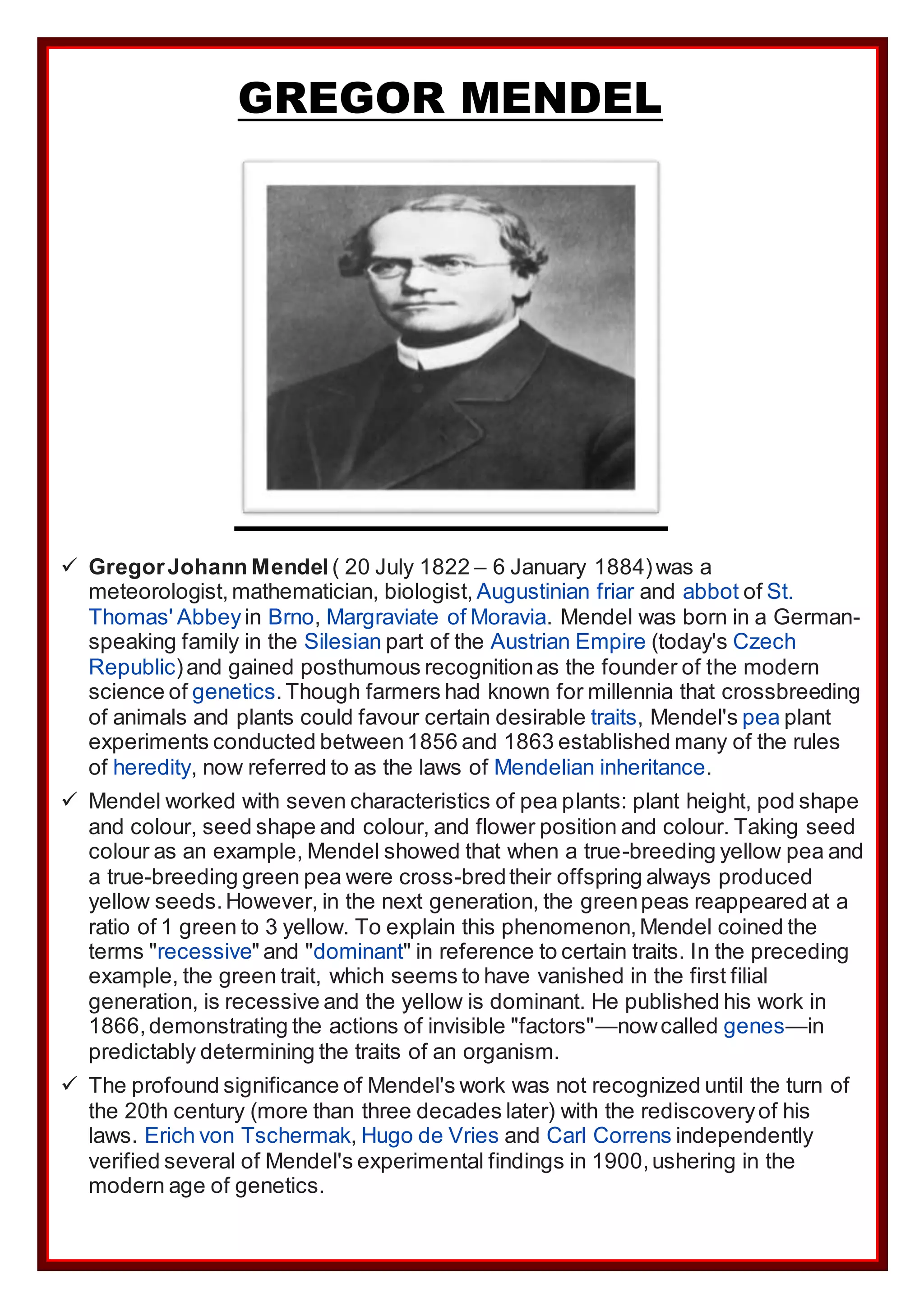 Biology project on mendelian traits | DOCX