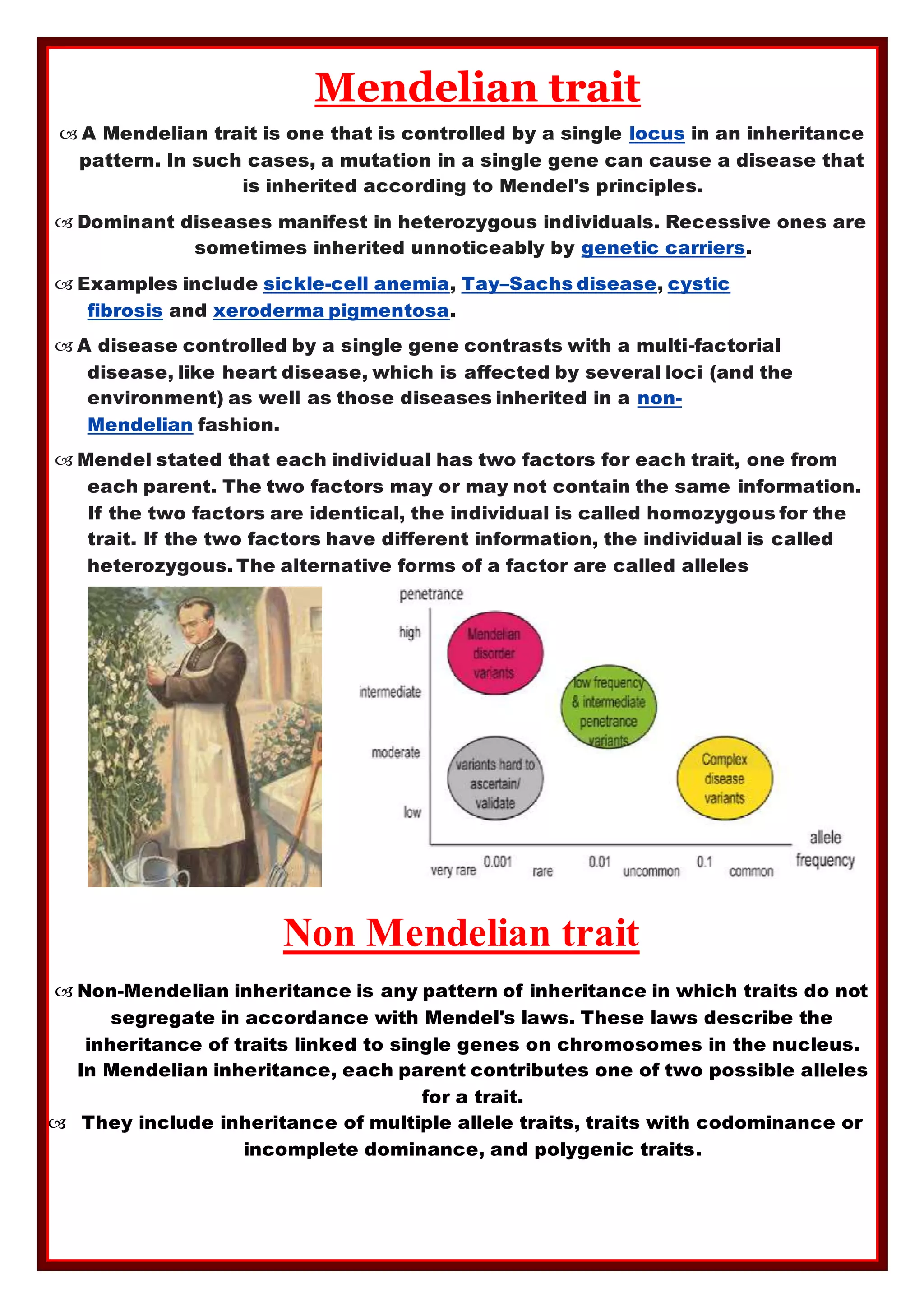 Biology project on mendelian traits | DOCX