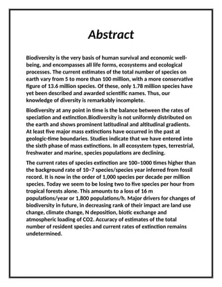 Biology Project.docx biodiversity and conservation | DOCX