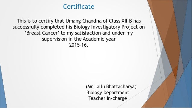 Biology Investigatory Project-Class XII-Breast Cancer