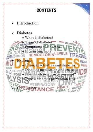 "Diabetes and exercise" -Biology investigatory project (class 12) | PDF