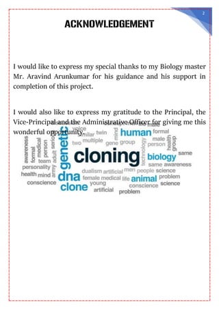 "Cloning 101" -Biology investigatory project (class 12) | PDF