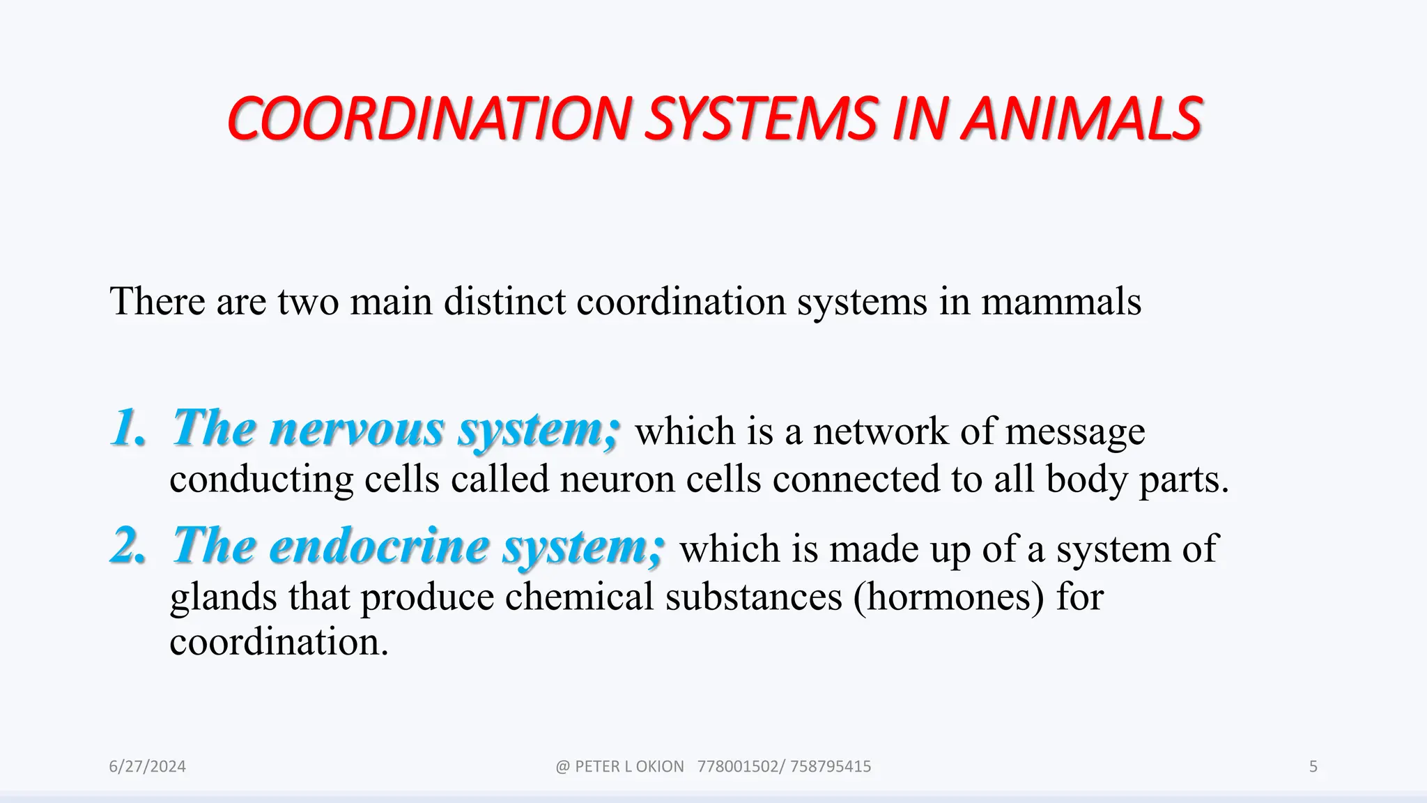 Biology S3 COORDINATION BY TR. OKION 3.pdf | Endocrine and Metabolic ...
