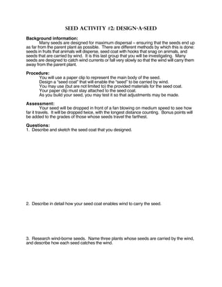 Biology seed lab | PDF