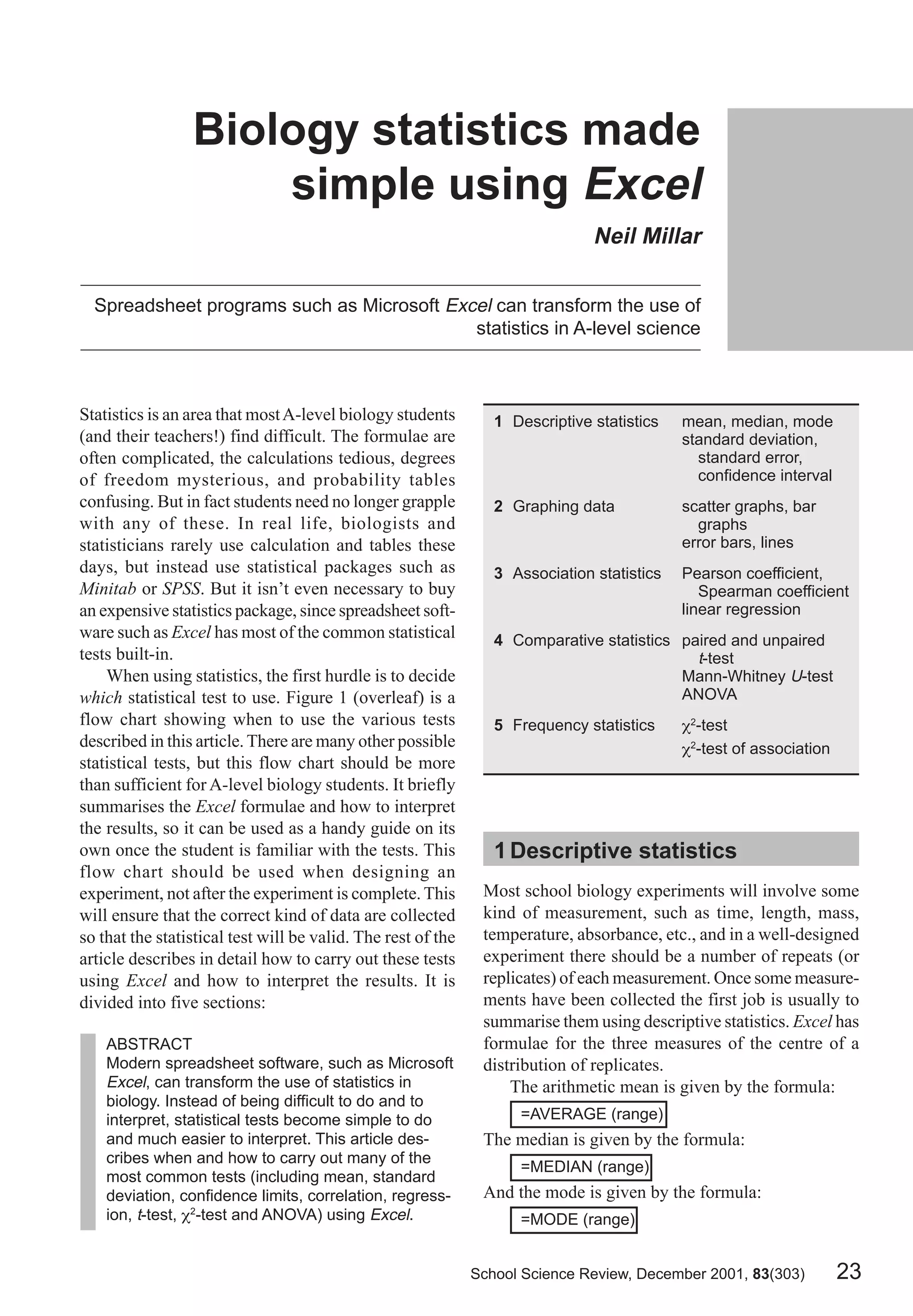 Biology statistics made_simple_using_excel | PDF