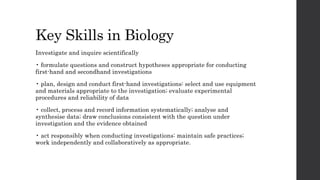 Biology study design – key knowledge and skills | PPT
