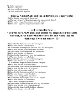 Biology unit 2 cells exam everything you need to know and extra review ...