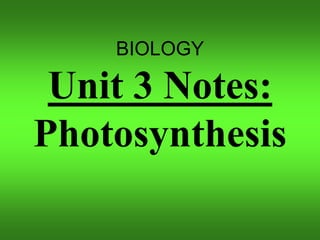 Biology Unit 3 Notes: Photosynthesis | PPT