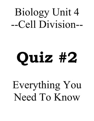 Biology unit 4 cell division quiz #2 everything you need to know | DOCX