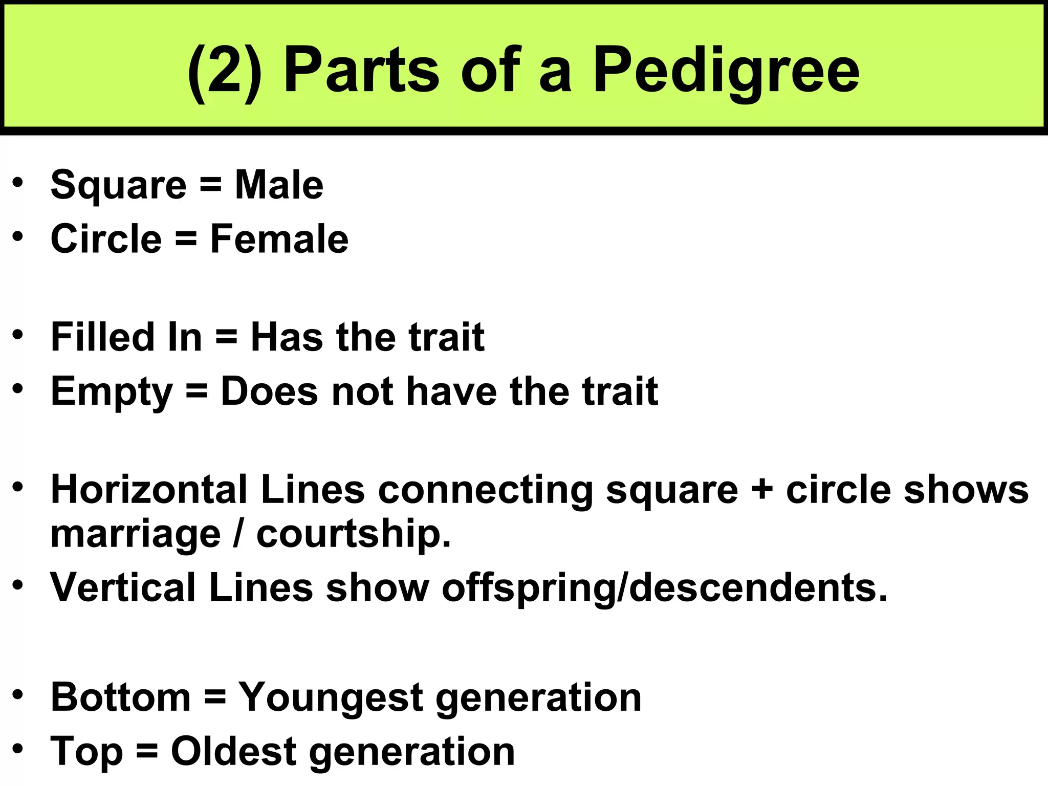 Biology unit 5 genetics pedigree notes | PPT