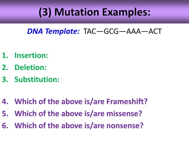 Biology unit 6 dna rna protein synthesis mutation notes | PPT