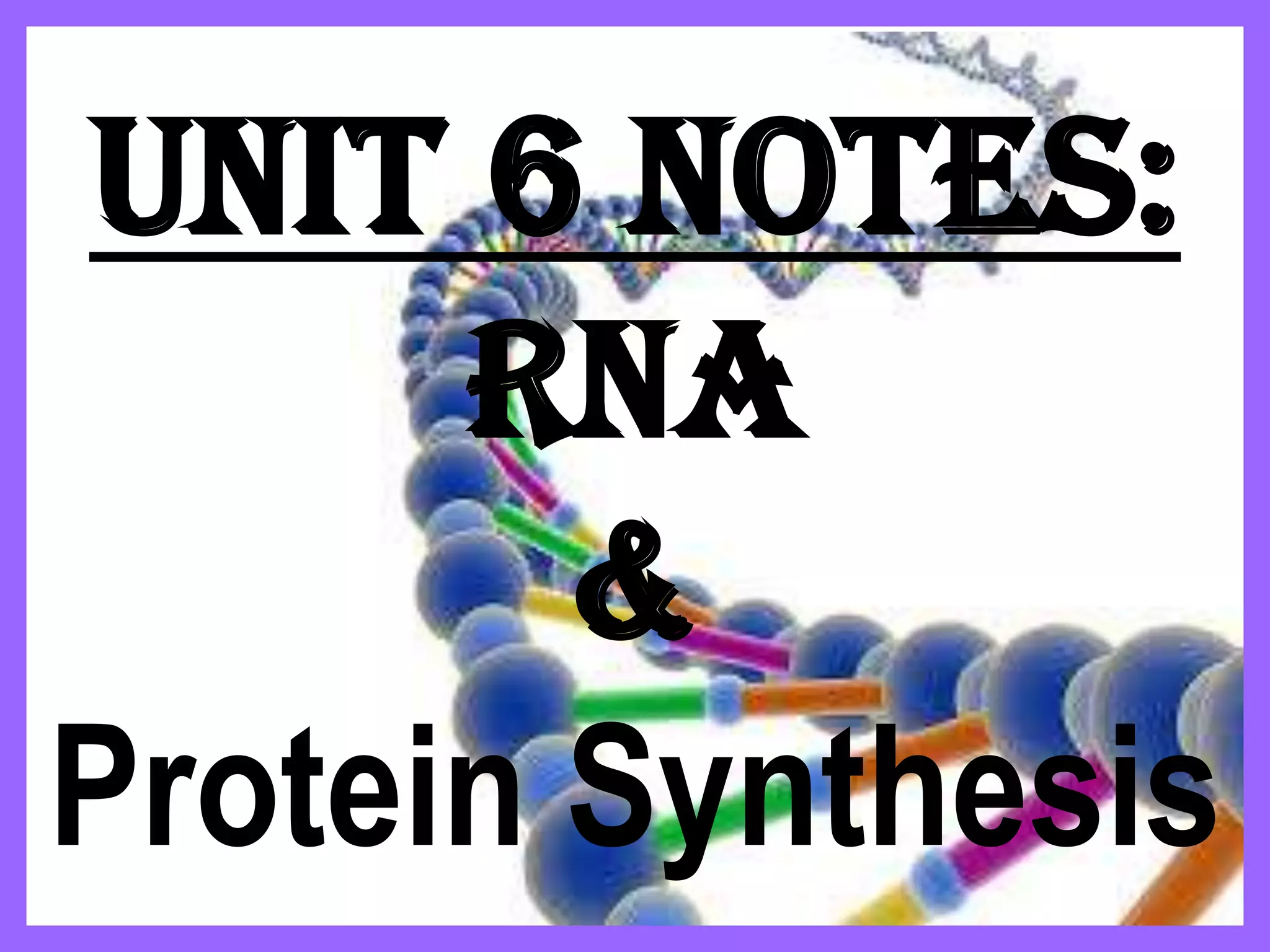 Biology unit 6 dna rna protein synthesis protein synthesis notes | PPT