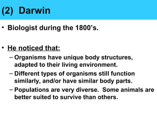 Biology unit 7 evolution evidence for evolution notes | PPT