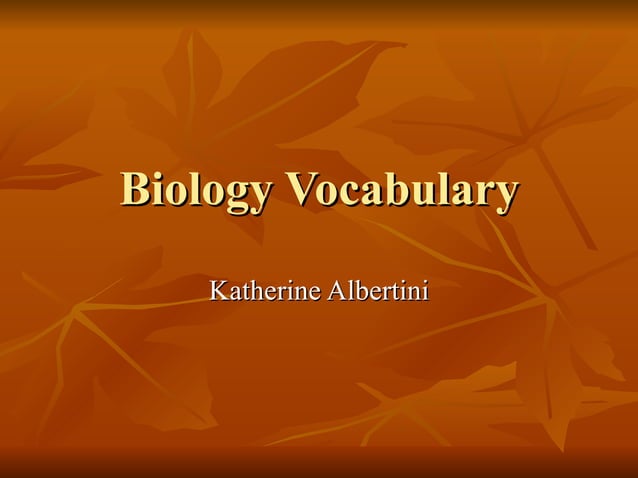 Biology Vocabulary Round 1 | PPT