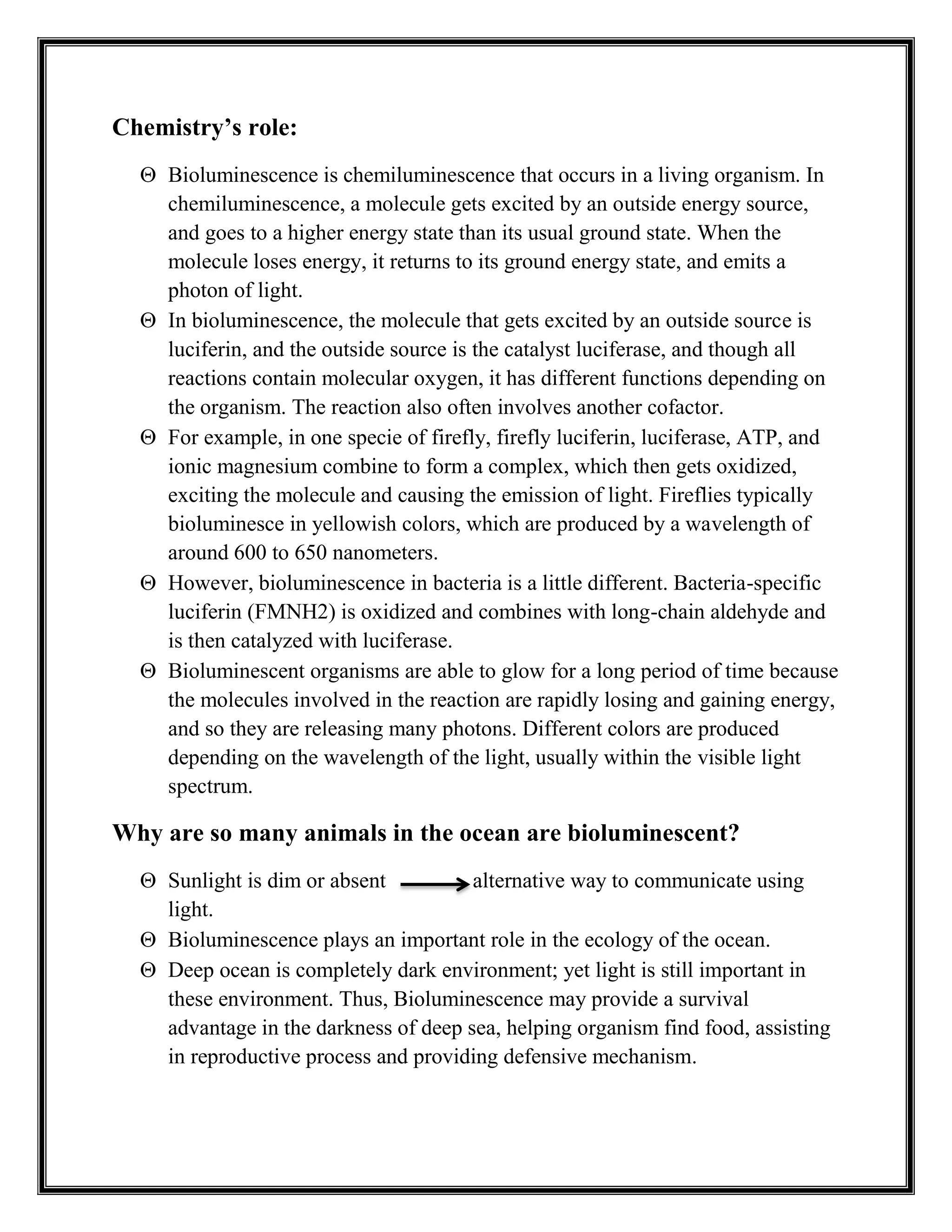 Bioluminescence ppt | PDF | Chemistry | Science