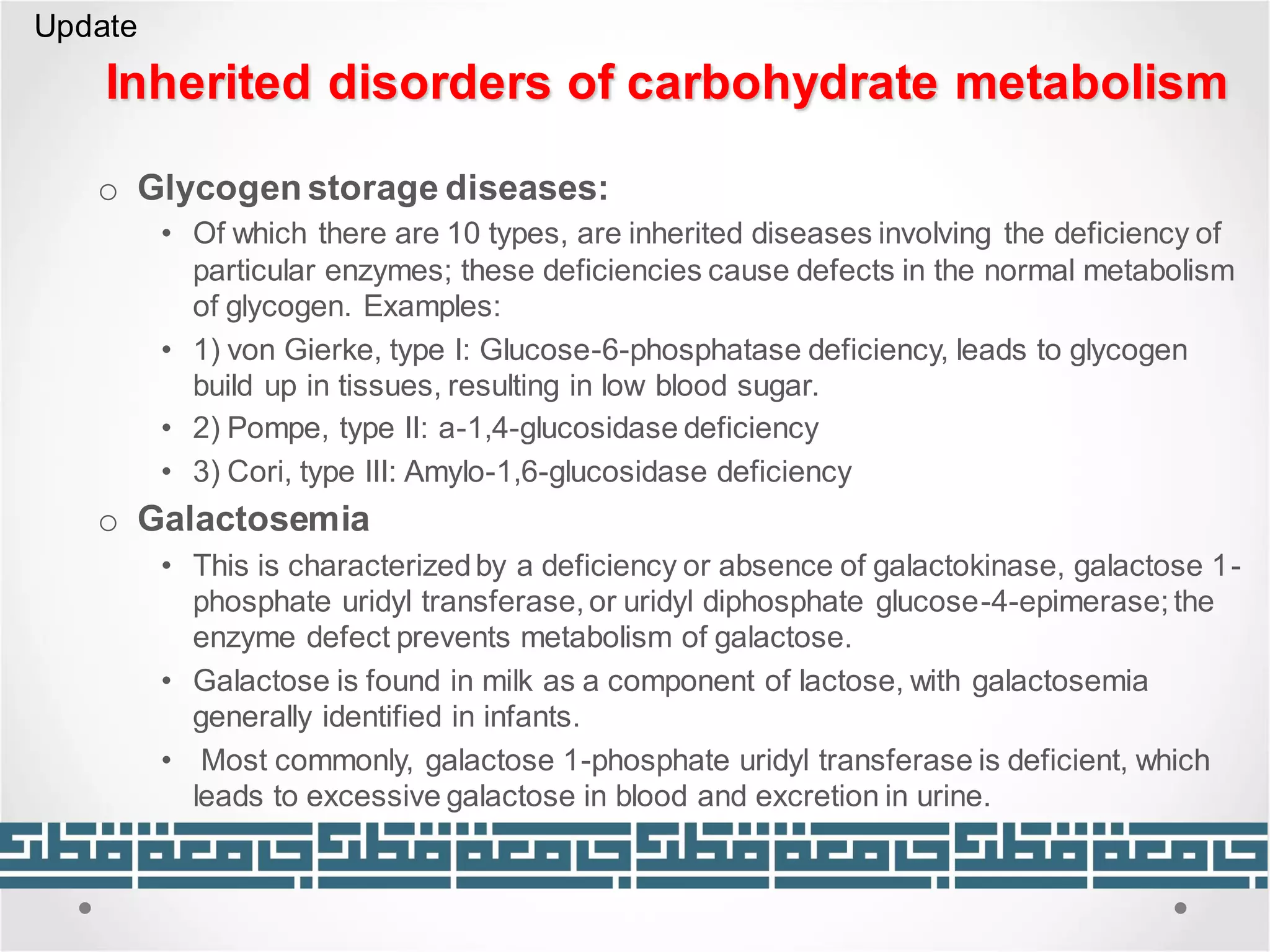 Unit 7 : Carbohydrates metabolism & disorders | PDF